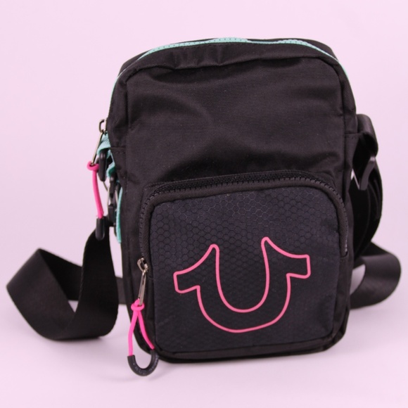 True Religion | Bags | True Religion Mini Crossbody Bag Black With Pink ...